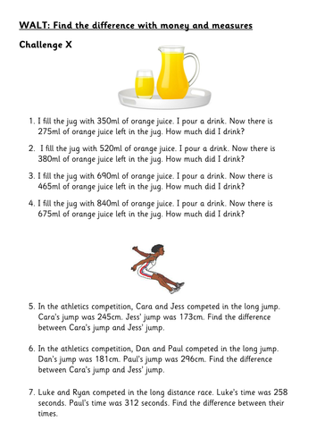 Finding the Difference Problems Y3/4 | Teaching Resources