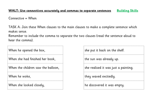 Connectives - When, 3 levels | Teaching Resources