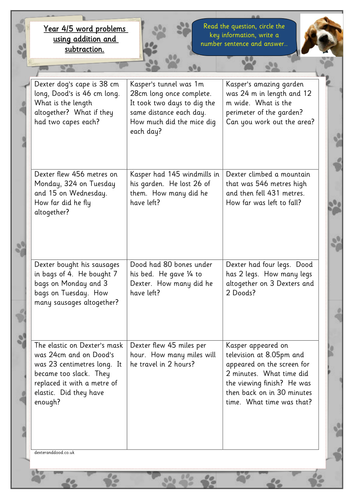 Year 4/5 word problems differentiated to 3 levels | Teaching Resources