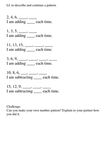 Number Patterns Teaching Resources