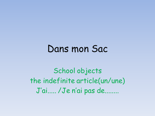 Dans mon sac - school objects/stationery | Teaching Resources