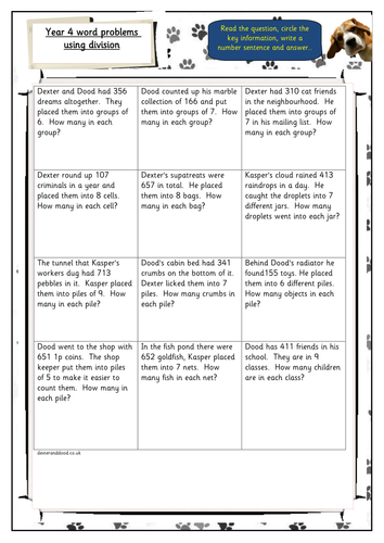 Division word problems | Teaching Resources