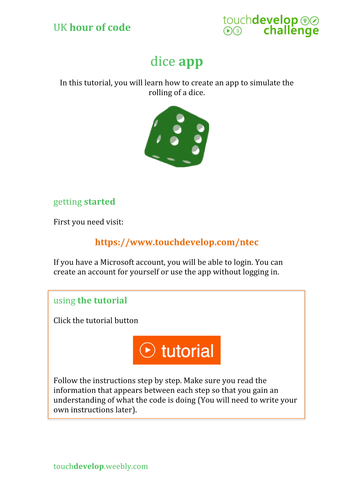 TouchDevelop tutorials for UK hour of code | Teaching Resources