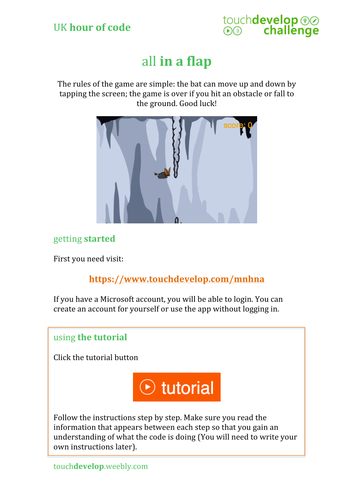 TouchDevelop tutorials for UK hour of code | Teaching Resources