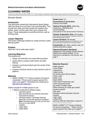 Cleaning Water Activity | Teaching Resources