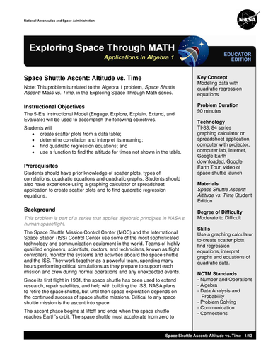 Space Shuttle Ascent: Altitude vs. Time | Teaching Resources