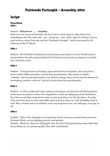 Fairtrade Assembly 2014 | Teaching Resources