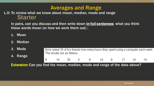 Interpreting and Comparing Averages and Range Resources | Tes