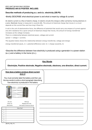 btec level 2 unit 3a and 3b for pass criteria | Teaching Resources