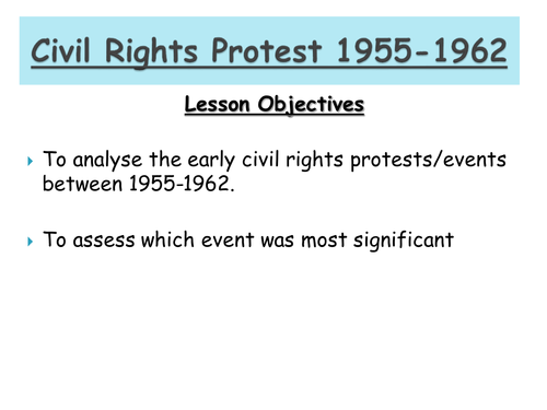 The Civil Rights movement 1954-1962 | Teaching Resources