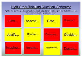 High Order Question Generator - Starter / Plenary | Teaching Resources