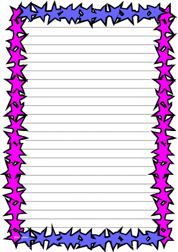 Pink and Blue Stars Themed Lined paper and Pageborders | Teaching Resources