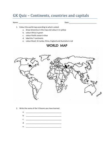 Continents, countries and capitals | Teaching Resources