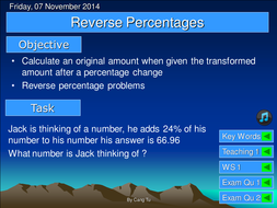 Reverse Percentage Grade C - B by cang - Teaching Resources - Tes