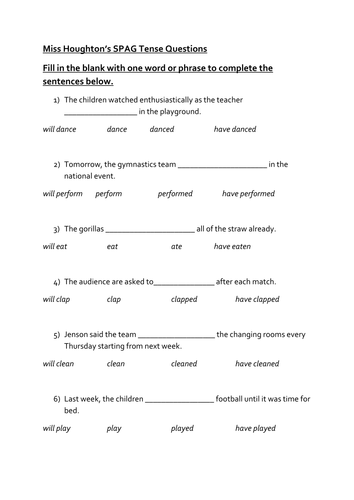 ADVERBS and TENSES SPAG Revision Sheets | Teaching Resources