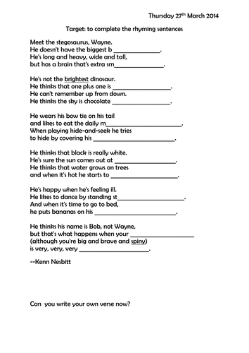Rhyming Sentences | Teaching Resources