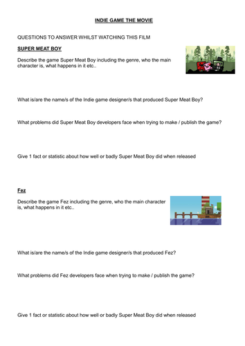 Video Game Marketing - Indie Games / Developers | Teaching Resources