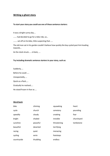 Lesson about writing a short ghost story | Teaching Resources