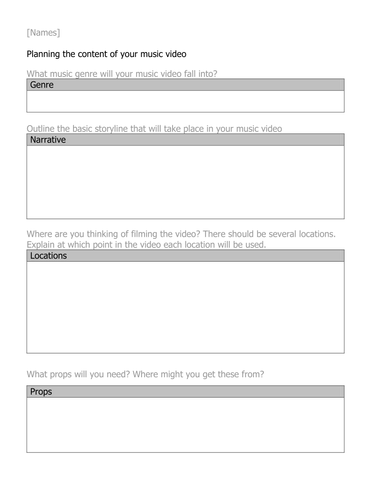 BTEC L3 Music Video Production | Teaching Resources