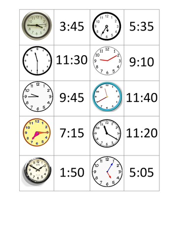 Matching Activity- Analogue to Digital Time | Teaching Resources