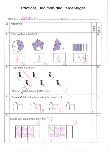 Fractions, Decimals and Percentages Level 3-8 | Teaching Resources