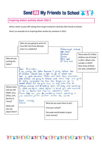 Send My Friend to School: inspiring letters | Teaching Resources