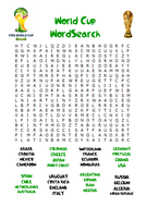 2014 World Cup Wordsearch | Teaching Resources