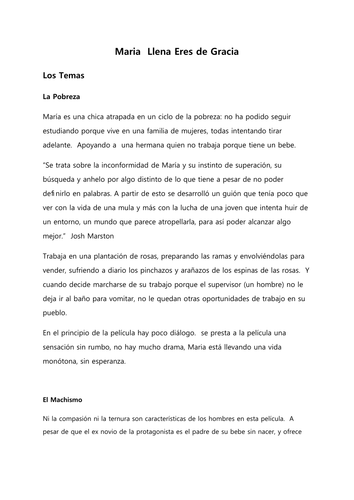 María Llena Eres de Gracia, unos temas claves | Teaching Resources