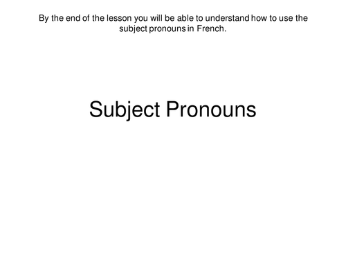 Subject Pronouns French | Teaching Resources