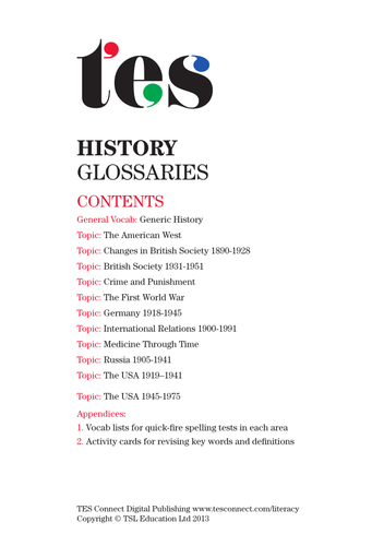 History glossaries | Teaching Resources