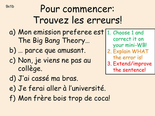 KS3 French Improving Writing En bonne santé | Teaching Resources