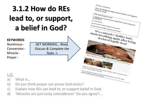 Edexcel: How do REs lead to belief in God? | Teaching Resources