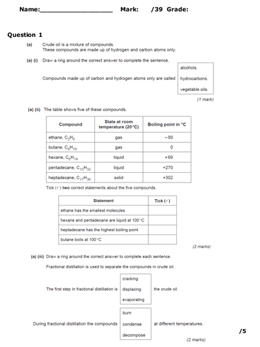 AQA-C1-4-Crude oil and fuels | Teaching Resources