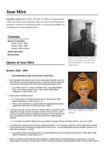 Joan Miró in his artist quotes on painting & life in Spain - free ...