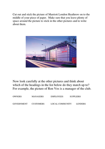 Stakeholders of Marriott Hotel Activity | Teaching Resources