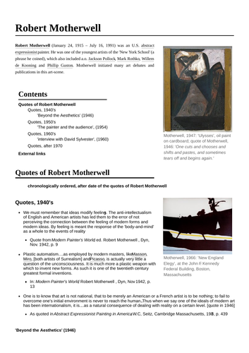 Robert Motherwell in his artist quotes on painting & American life ...