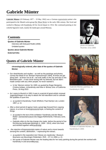 Gabriele Münter in her artist quotes on painting & life - free resource ...