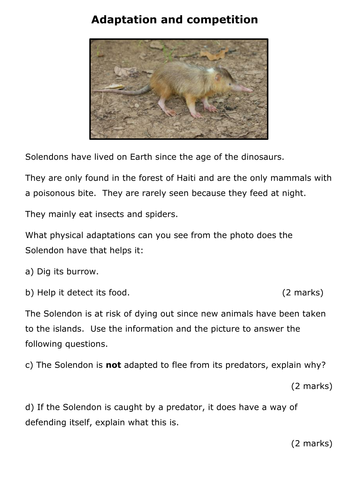AQA-B1-4- Adaptation for survival - Part 1 | Teaching Resources