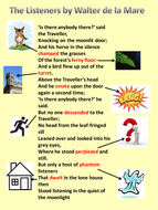 The Listeners by Walter de la Mare Level 3-5 | Teaching Resources