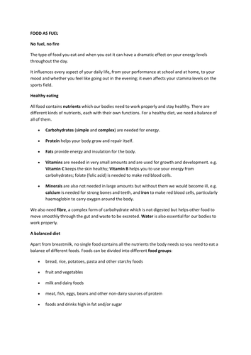 Healthy Eating Healthy Living | Teaching Resources