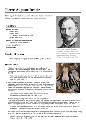 Renoir in his artist quotes on painting & Impressionism in France ...