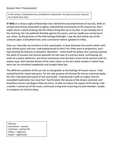 Analysing Extracts to support writing | Teaching Resources