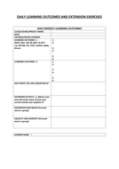 LEARNING OUTCOMES SHEET | Teaching Resources