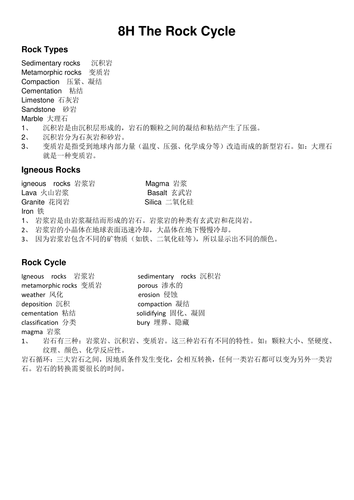 Science Keywords with Chinese Translations | Teaching Resources