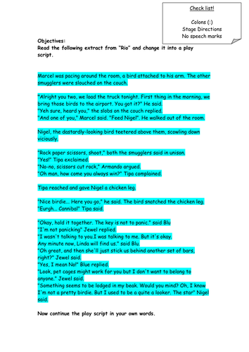 Dramatic Conventions/Playscript Rio Film | Teaching Resources