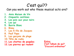 KS3/4 French music starter | Teaching Resources