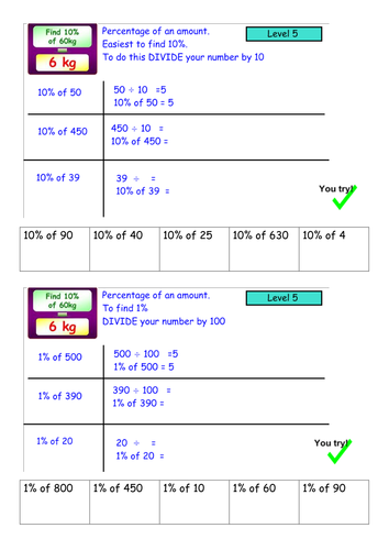Percentage of an amount | Teaching Resources
