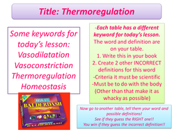 Homeostasis/ Thermoregulation Lesson | Teaching Resources
