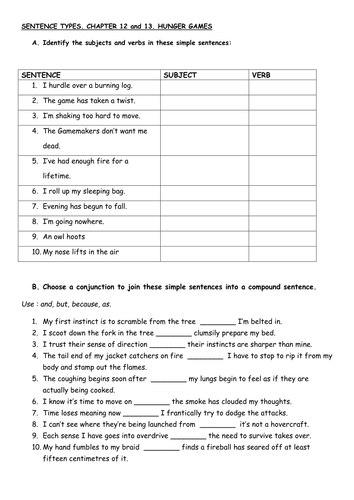 Sentence Types (Hunger Games) | Teaching Resources