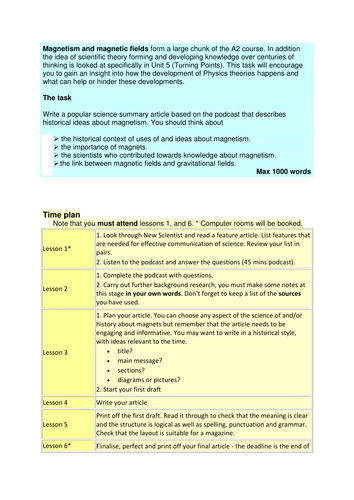 Magnetism: Writing a Popular Science Article | Teaching Resources Magnetism: Writing a Popular Science Article | Teaching Resources
